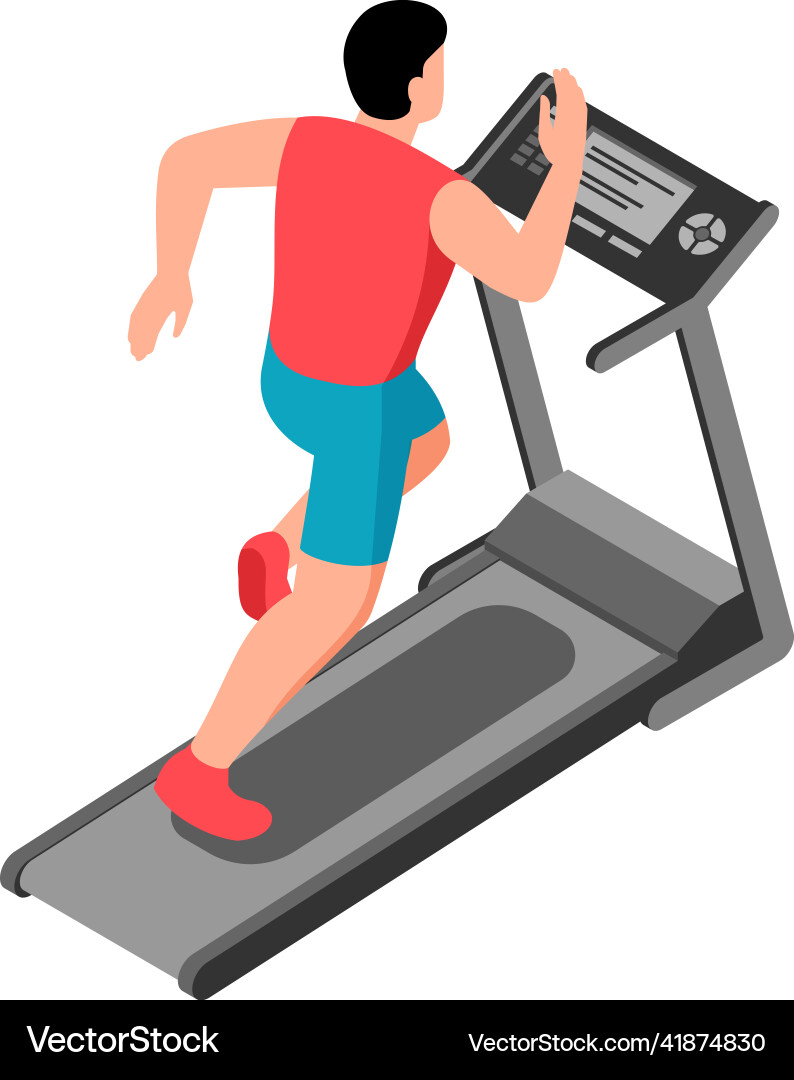 Running on treadmill composition Royalty Free Vector Image