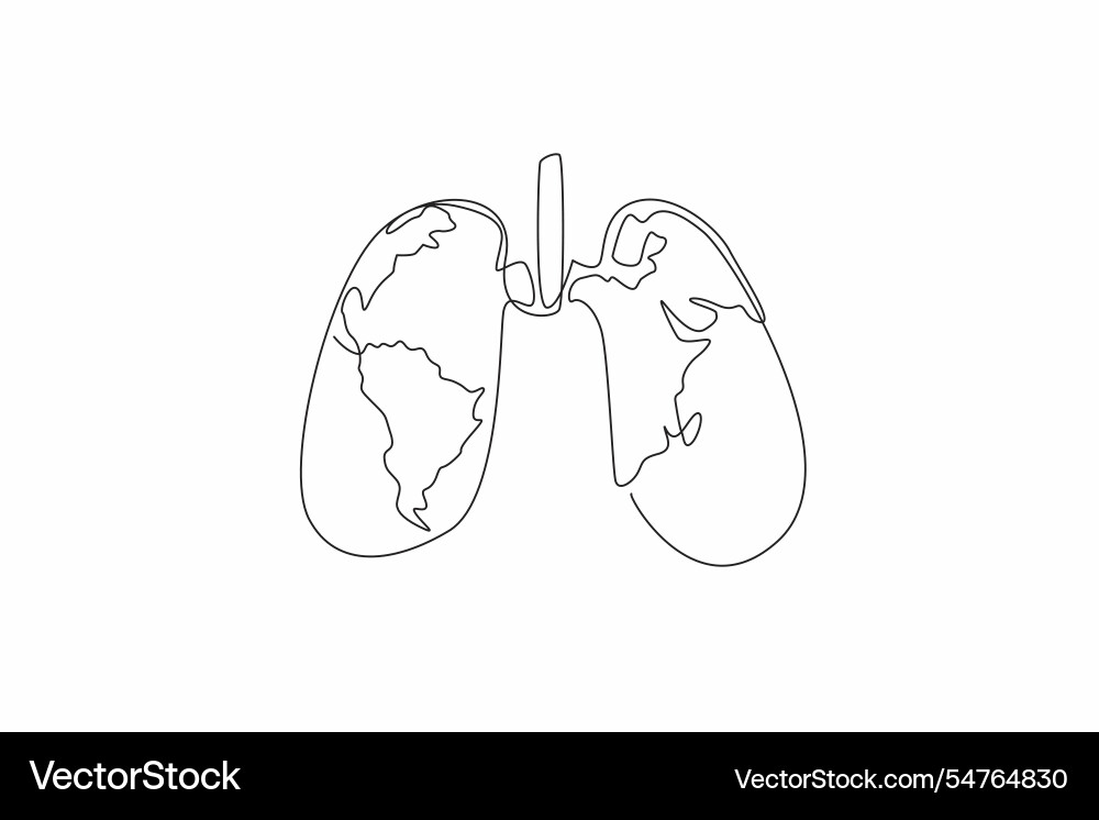 Einzelne eine Linie Zeichnung Lunge mit einer Weltkarte