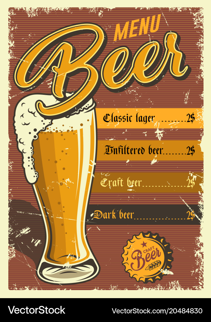 Vintage pub poster design Royalty Free Vector Image