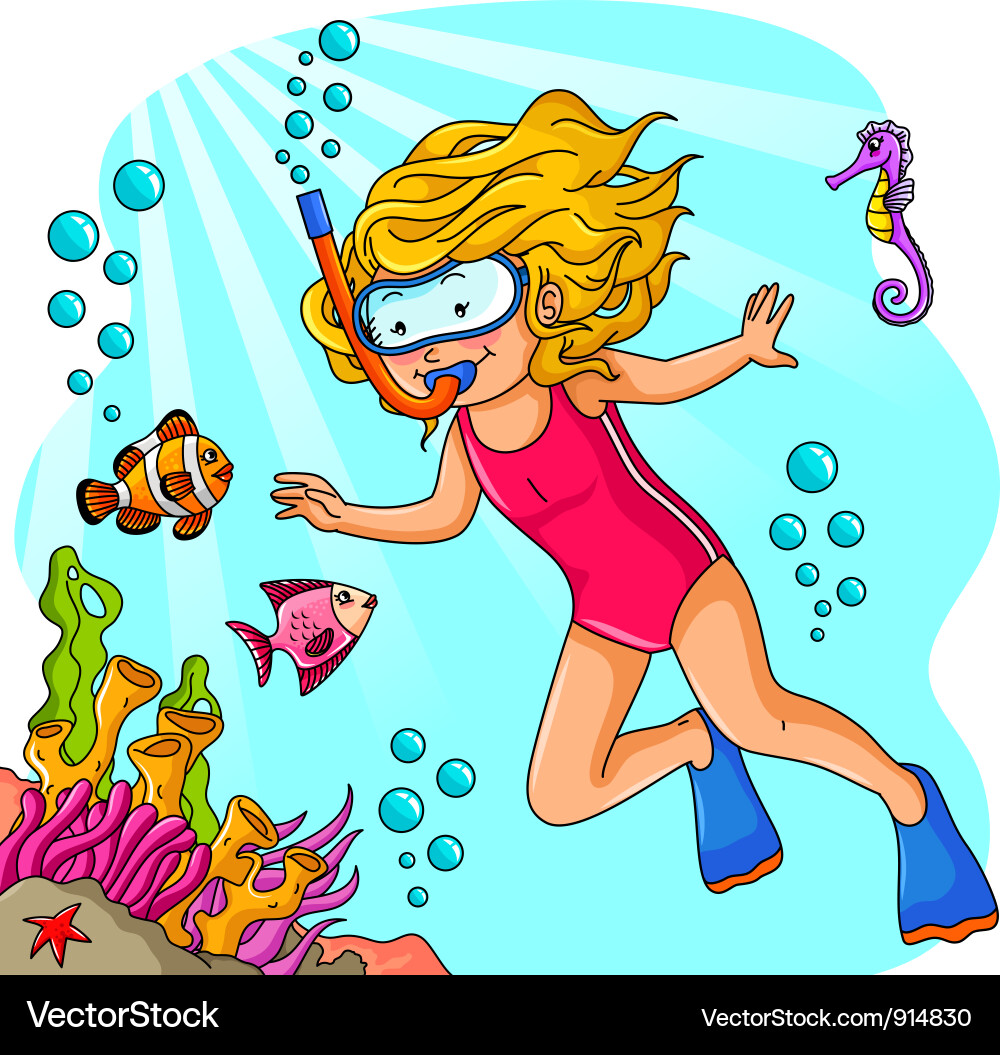 Young diver Royalty Free Vector Image - VectorStock
