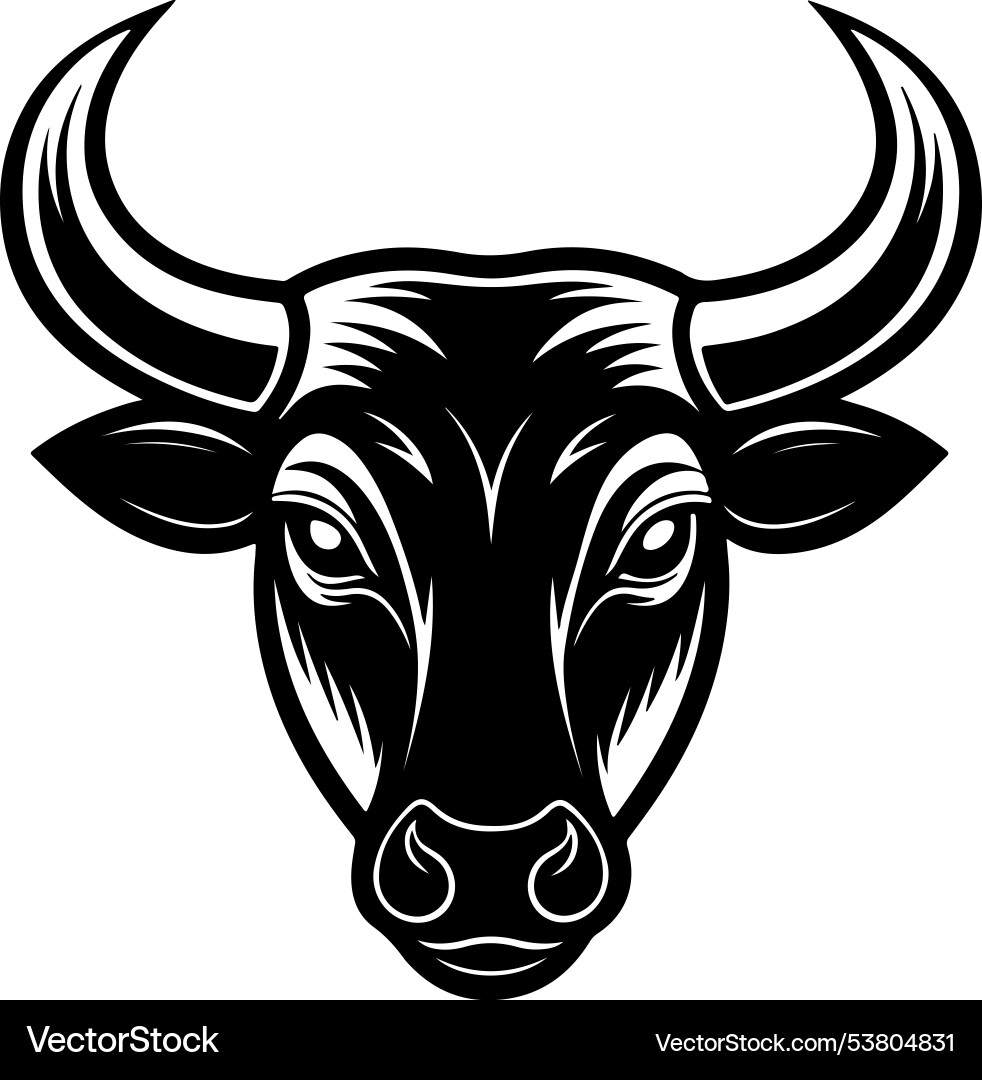A minimalist bull head logo design Royalty Free Vector Image