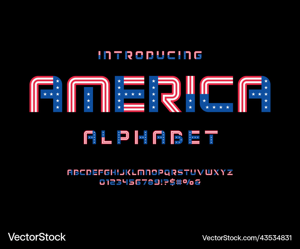 American Flag Alphabet Font Royalty Free Vector Image