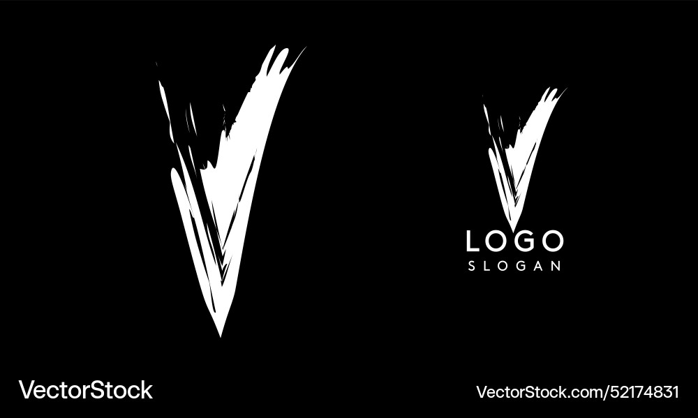 Brushstroke handdrawn letter v check mark Vector Image