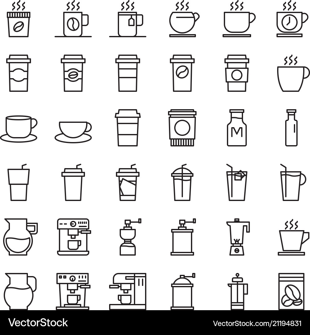 Coffee outline Royalty Free Vector Image - VectorStock
