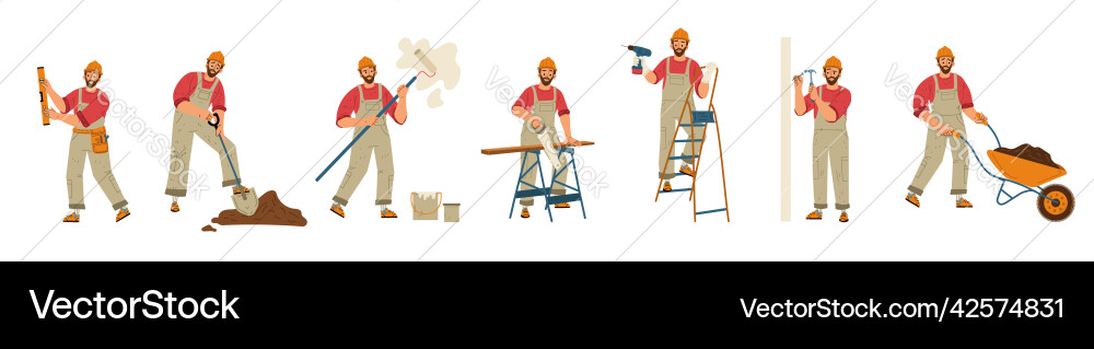 Construction Worker with Tools Royalty Free Vector Image