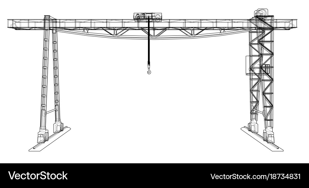 Gantry crane wire-frame eps10 format Royalty Free Vector