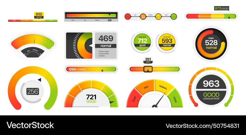 Gauges measuring scale progress bar Royalty Free Vector