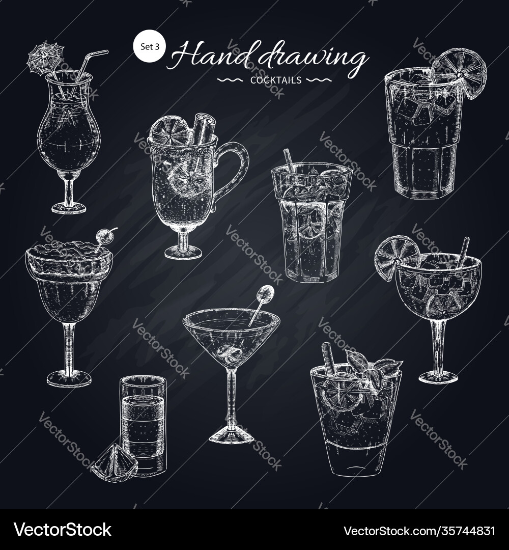 Hand-Drawn Cocktail Collection Royalty Free Vector Image