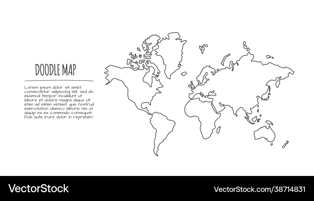 Hand Drawn World Map Doodle Royalty Free Vector Image
