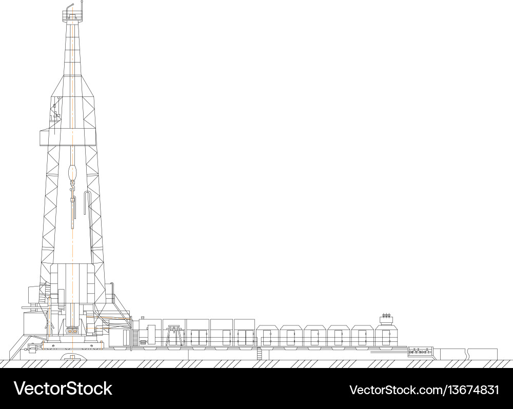 Oil Derrick Sketch Royalty Free Vector Image - VectorStock