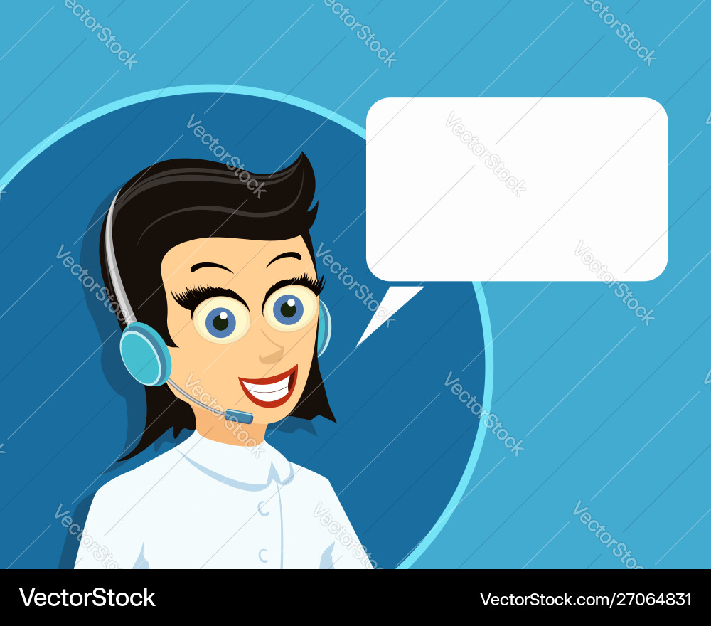 Operator woman agent with headsets call center Vector Image
