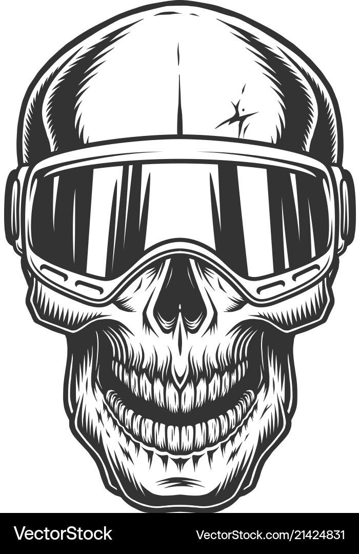 Skull in the ski glasses Royalty Free Vector Image