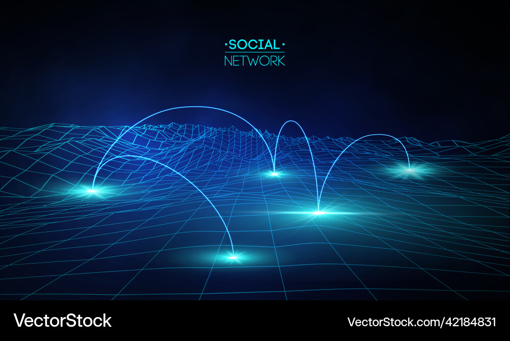 Social media blue abstract technology background Vector Image