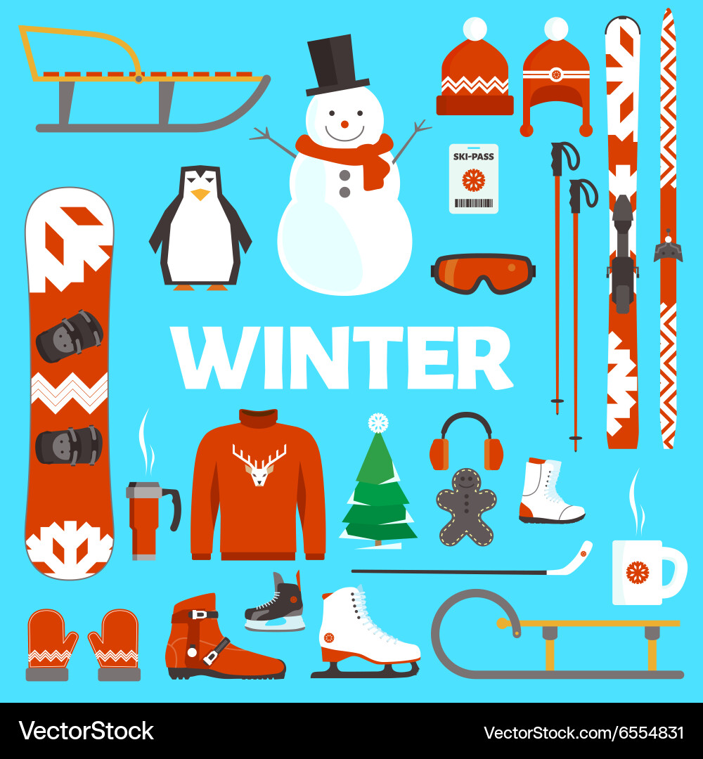 Winter holidays objects Royalty Free Vector Image