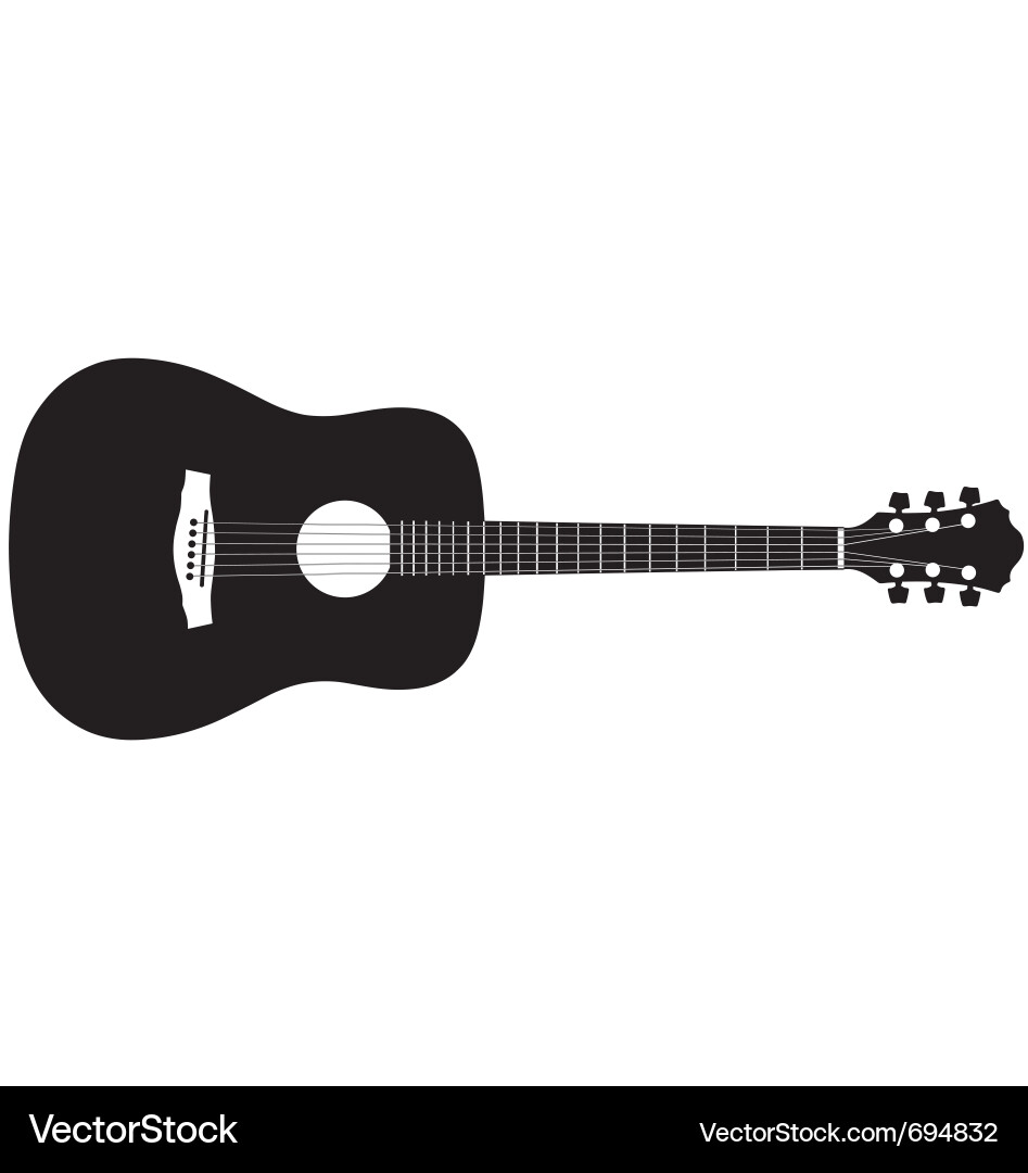 Acoustic guitar silhouette Royalty Free Vector Image