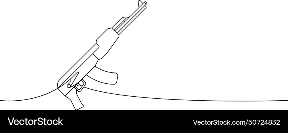 Assault rifle ak 47 one line continuous drawing Vector Image