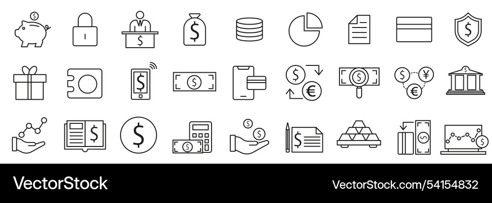 Banking thin line icons set bank interface Vector Image