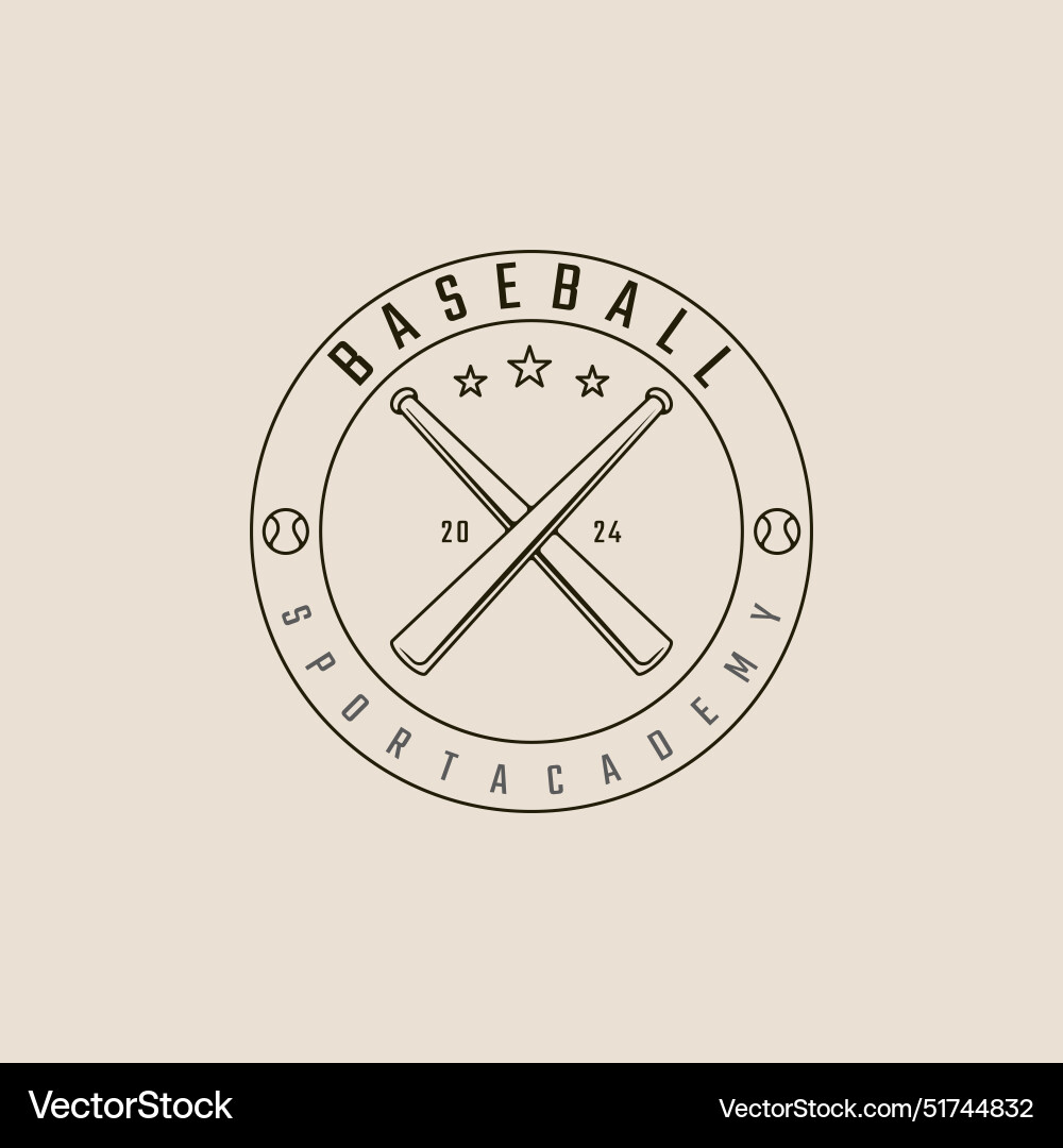 Baseball line art logo icon and symbol Royalty Free Vector