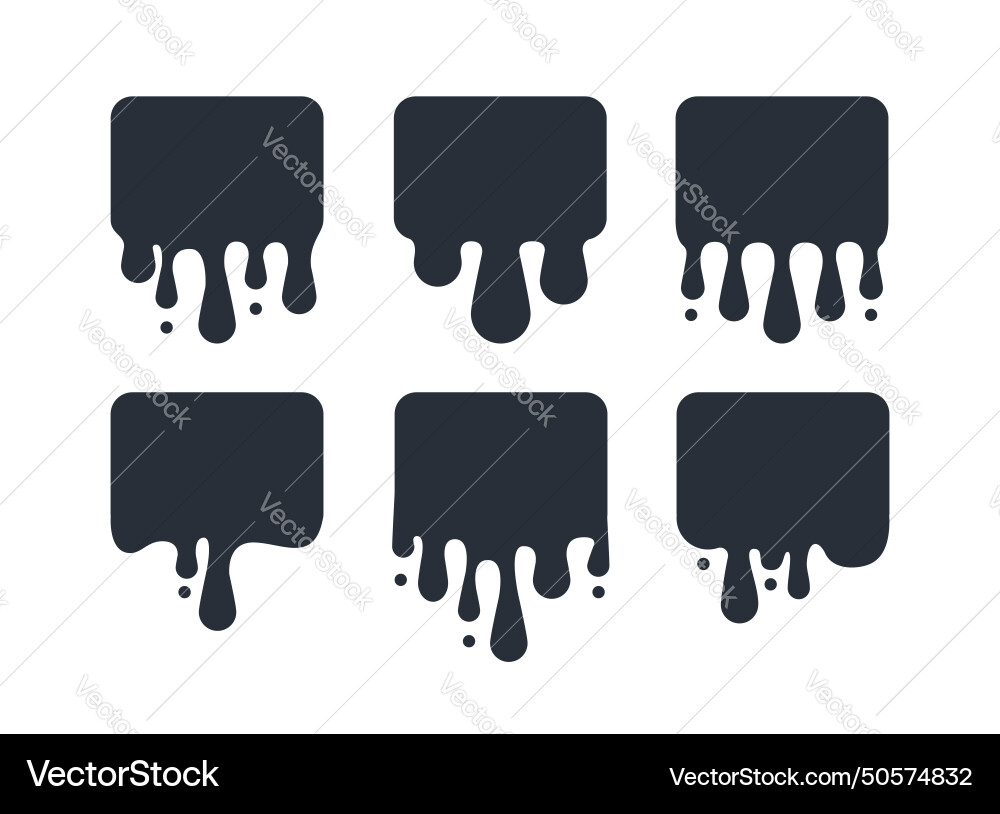Black melting drips paint collection liquid Vector Image