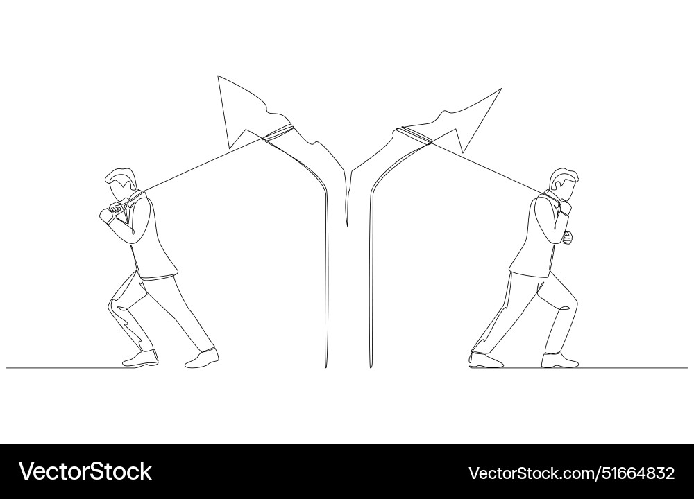 Businessmen pulling arrow in opposite directions Vector Image