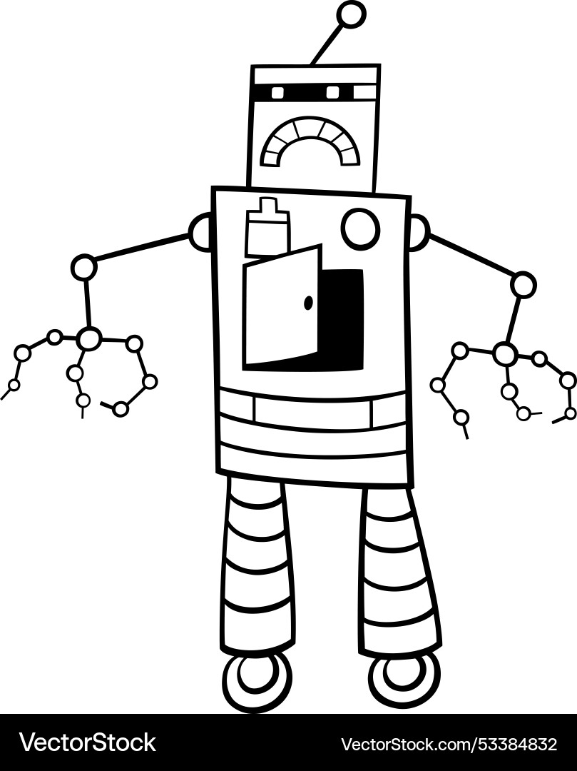 Cartoon angry robot fantasy character coloring Vector Image