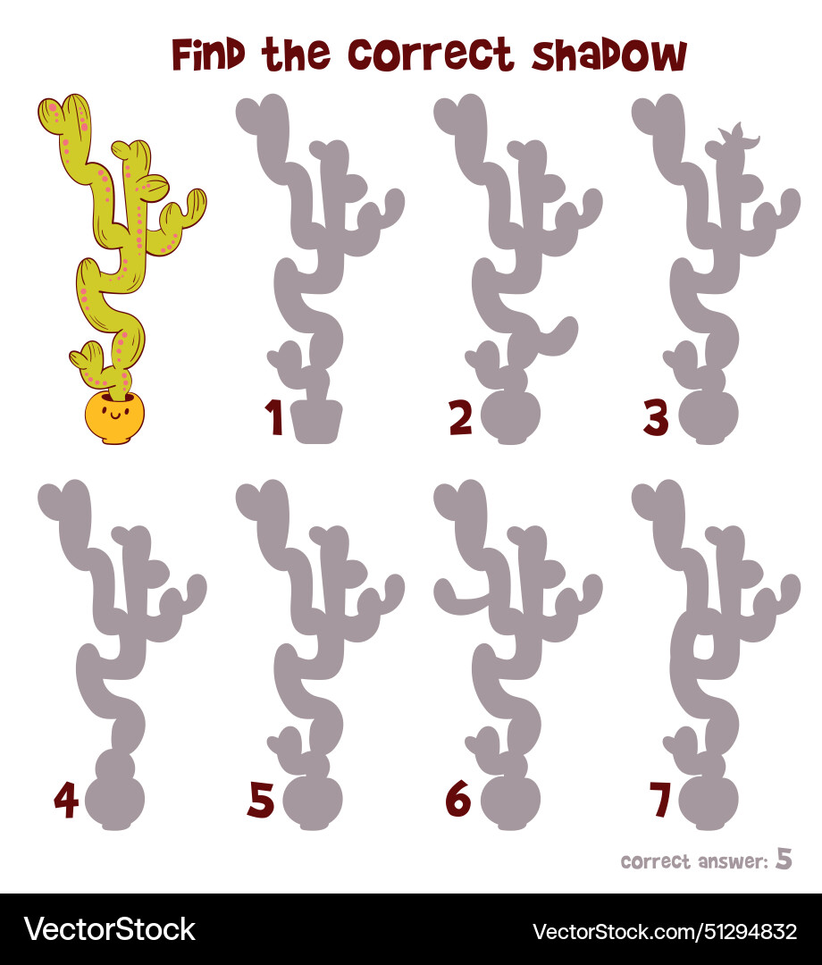 Choose right silhouette find the correct shadow Vector Image