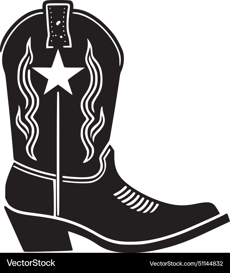 Cowboy boot - black and white Royalty Free Vector Image