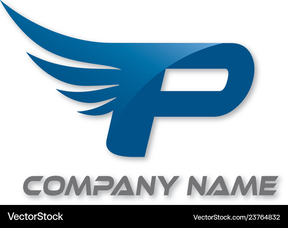 P wings logo Royalty Free Vector Image - VectorStock