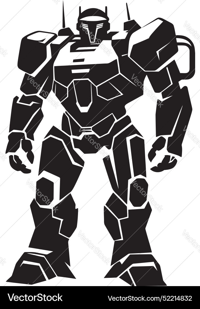 Robotic guardian black armed robot iconic symbol Vector Image