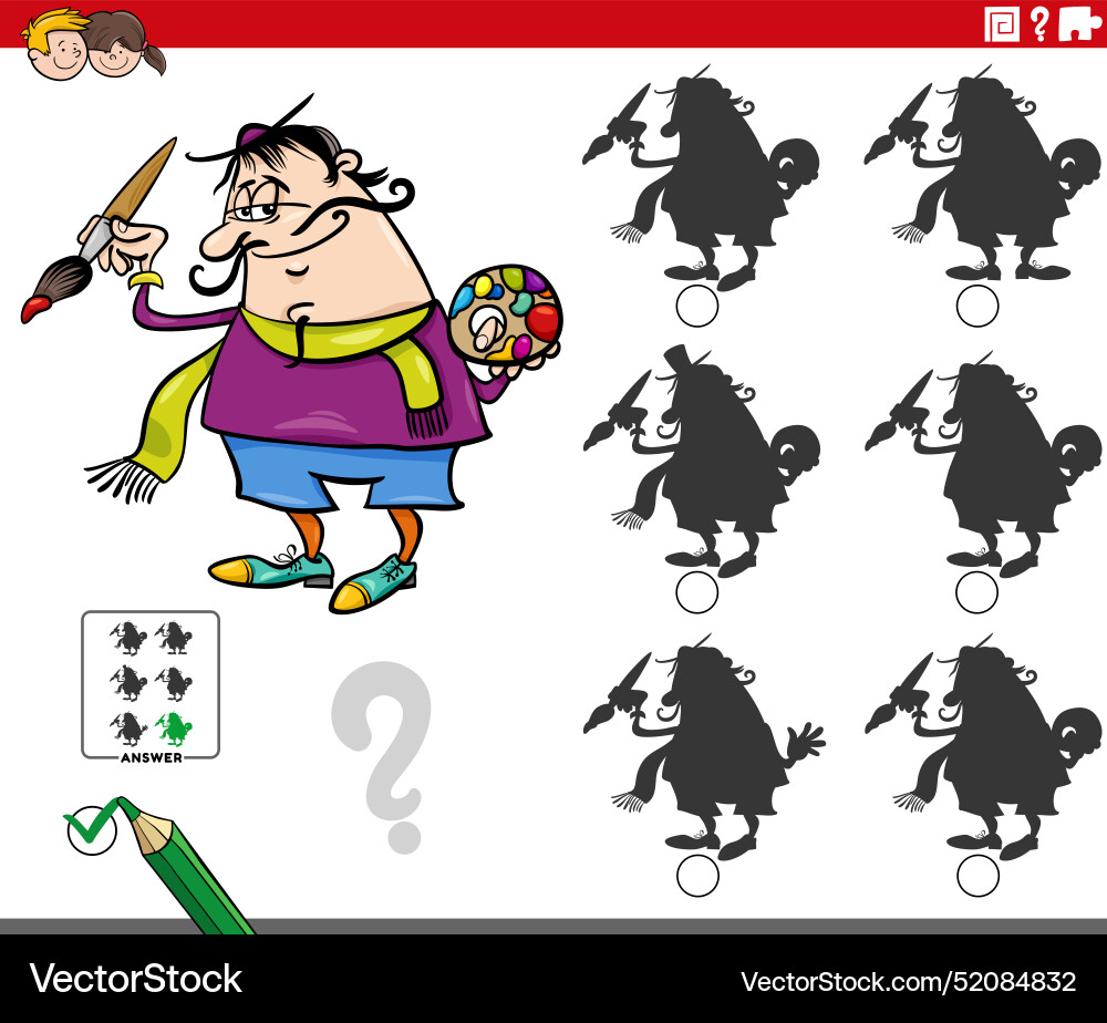 Shadow activity with cartoon painter artist Vector Image