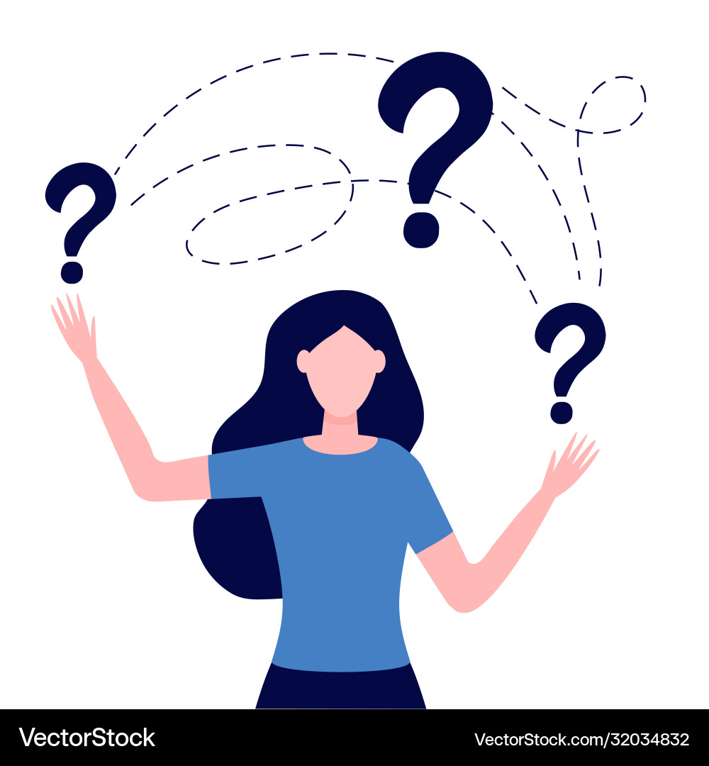 Smart puzzled woman asking question girl Vector Image