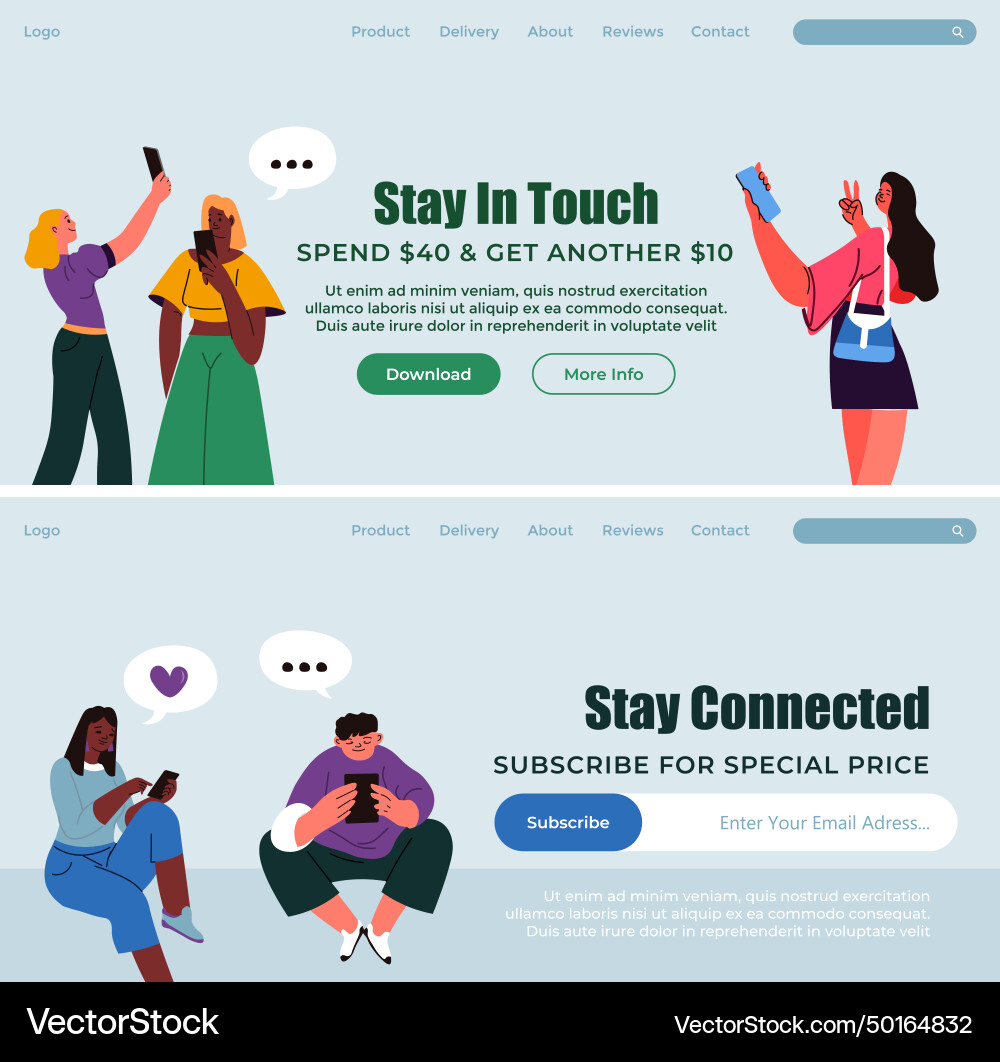 Stay in touch and connected social media apps Vector Image