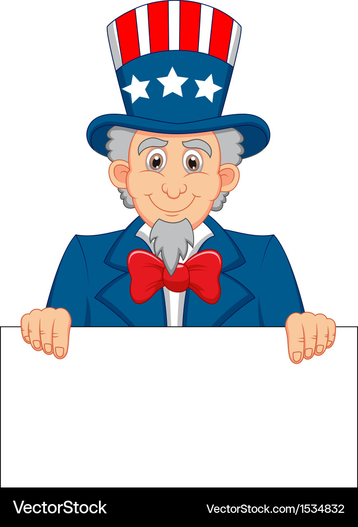Uncle sam cartoon and blank sign Royalty Free Vector Image