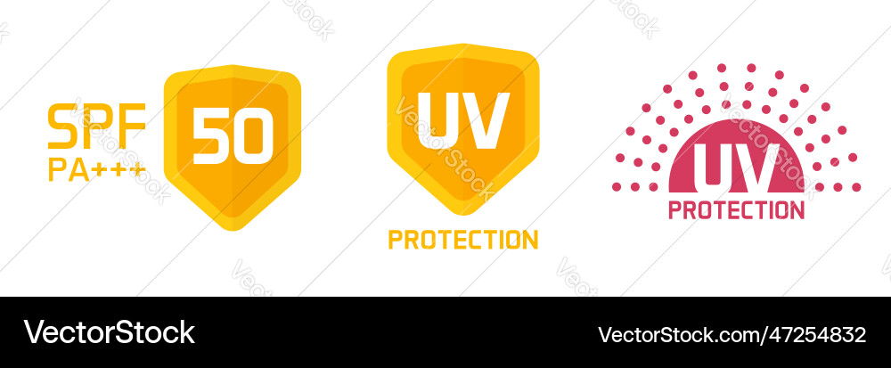 UV Protection SPF 50 Shield Icon Royalty Free Vector Image