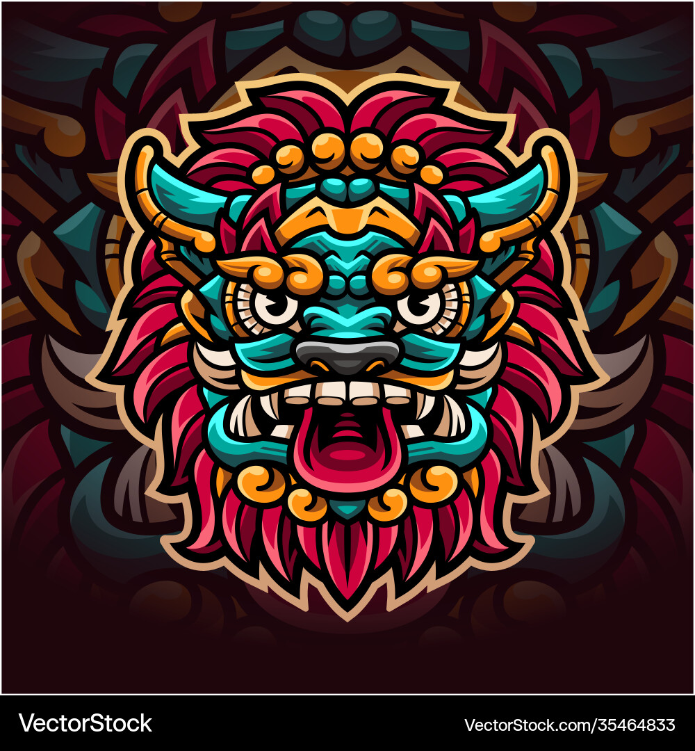 Barong head mascot logo design Royalty Free Vector Image