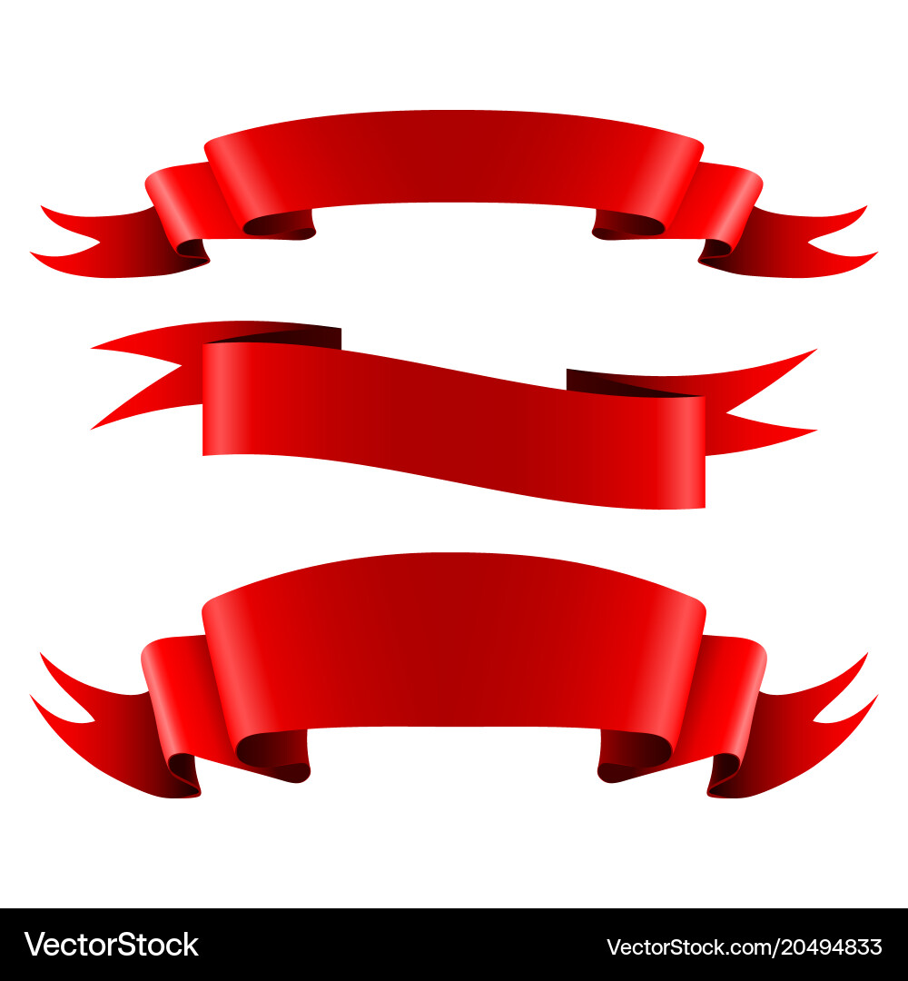 Collection of red empty ribbon banners Royalty Free Vector