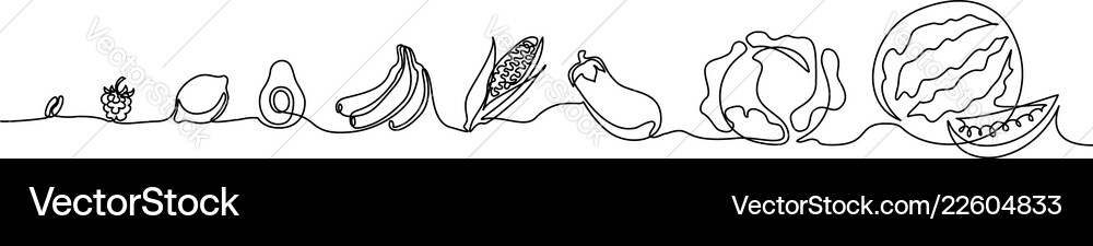 Continuous one line draw vegetables different size