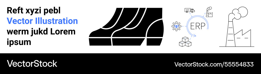 Erp system workflow with factory emissions and Vector Image