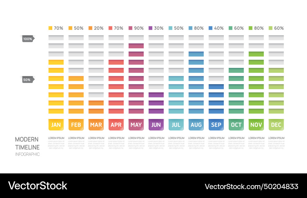 Gantt chart timeline infographic template modern Vector Image