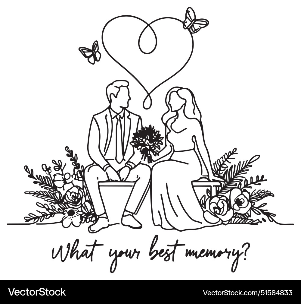 One continuous drawn line wedding from Royalty Free Vector