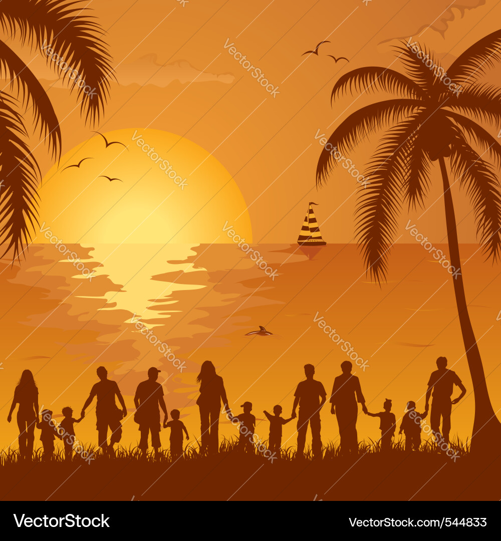 Tropical family vacation Royalty Free Vector Image