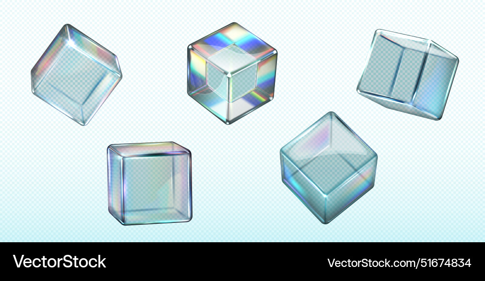 3d transparent glossy crystal cubes Royalty Free Vector