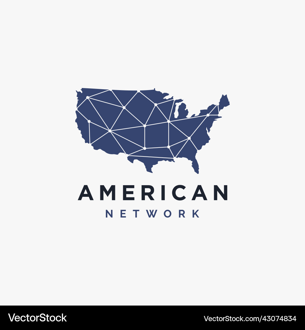 American network logo with united states map Vector Image