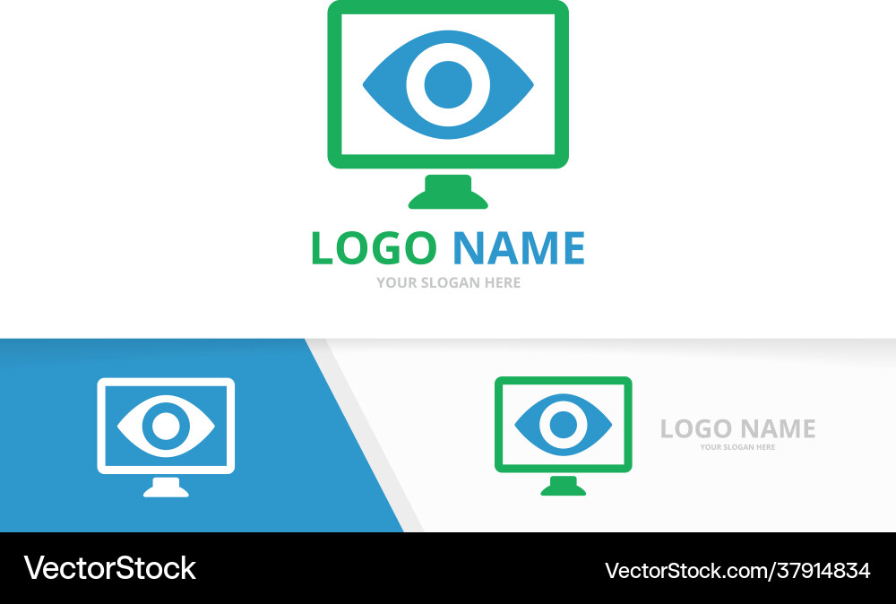 Computer eye logo combination unique Royalty Free Vector