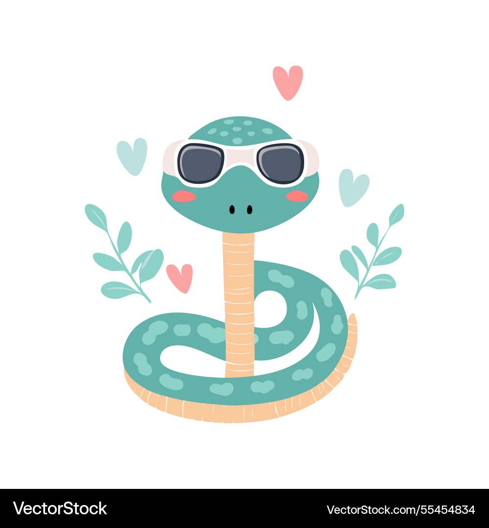 Cute snake with goggles Royalty Free Vector Image