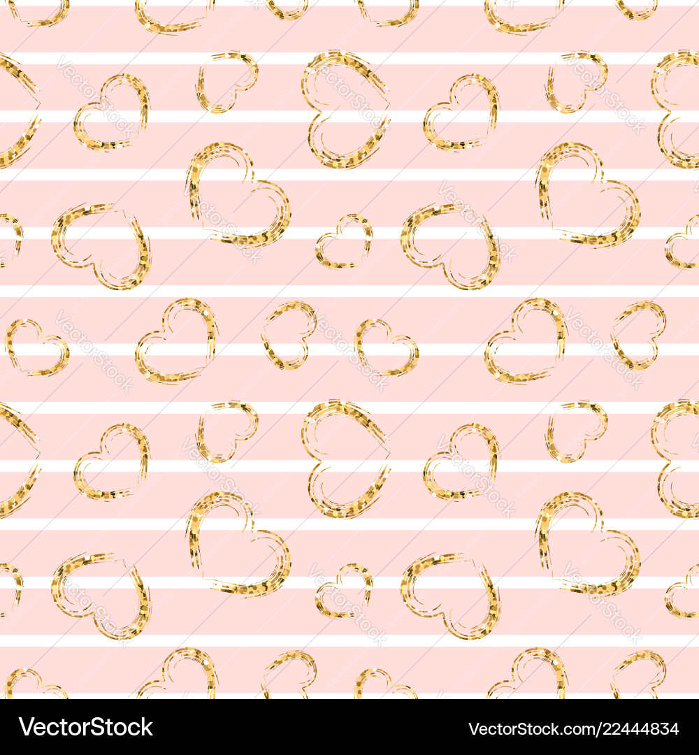Gold heart seamless pattern pink-white geometric Vector Image
