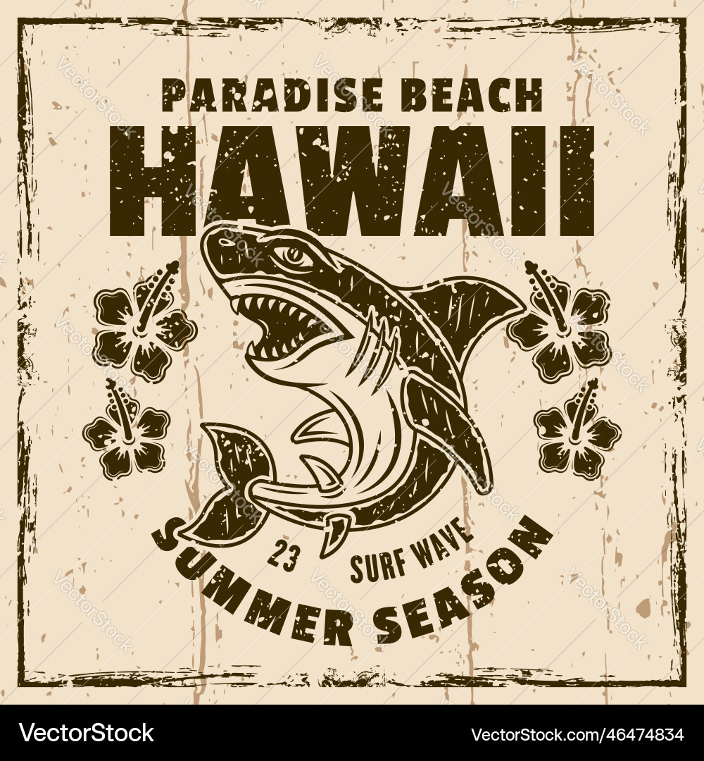 Hawaii paradise beach vintage emblem label Vector Image
