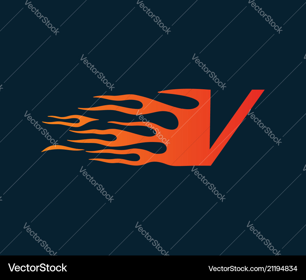 Letter v flame logo speed design concept Vector Image