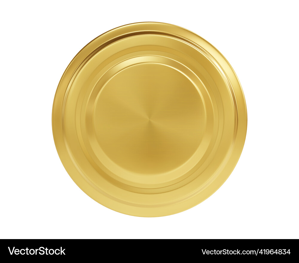 Realistic golden jar lid mockup top view isolated Vector Image