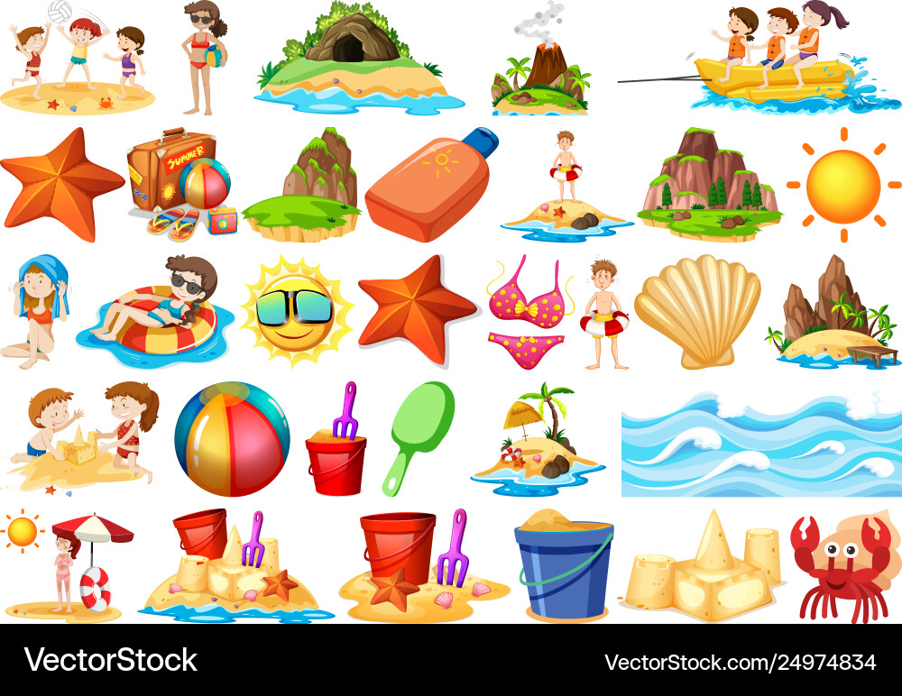 Set beach element Royalty Free Vector Image - VectorStock